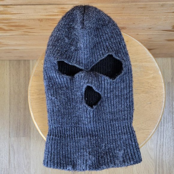 Vintage | Accessories | Vintage 7s Dark Grey Wool Blend 3hole Ski Mask ...